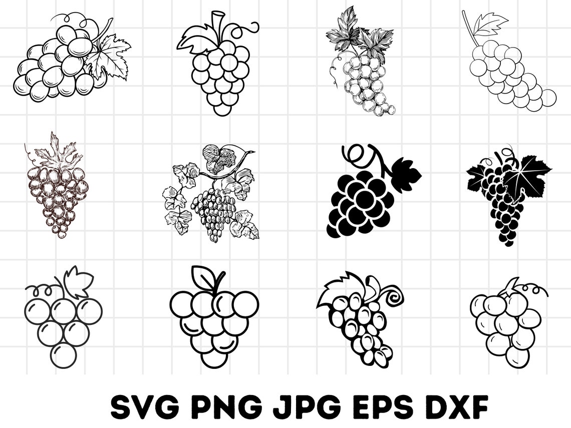 Grape Svg Bundle , Grape Bunch Clipart Bundle , Leaves SVG, Grape ...