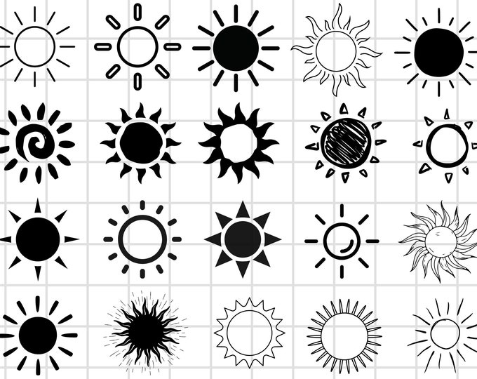 Sun Svg Bundle, Sunburst Svg, Boho Sun Png, Sunset Vector Cut File ...