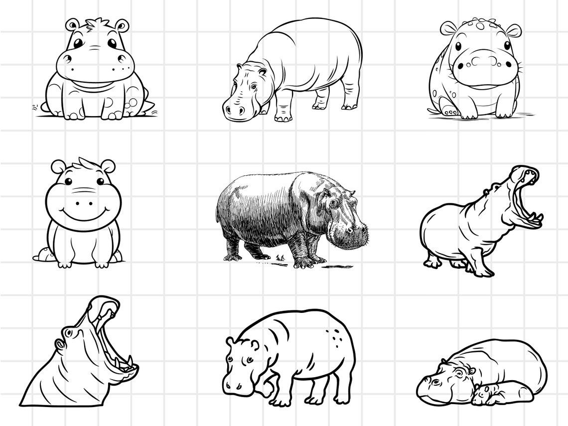 Hippo Svg Bundle , Hippo Svg , Cut Files for Cricut and Laser Engraving ...