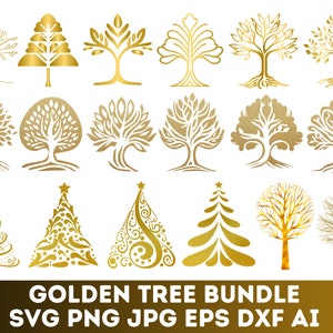 Golden Tree Svg Bundle, Tree of Life Clipart, Tree of Life Svg,family ...