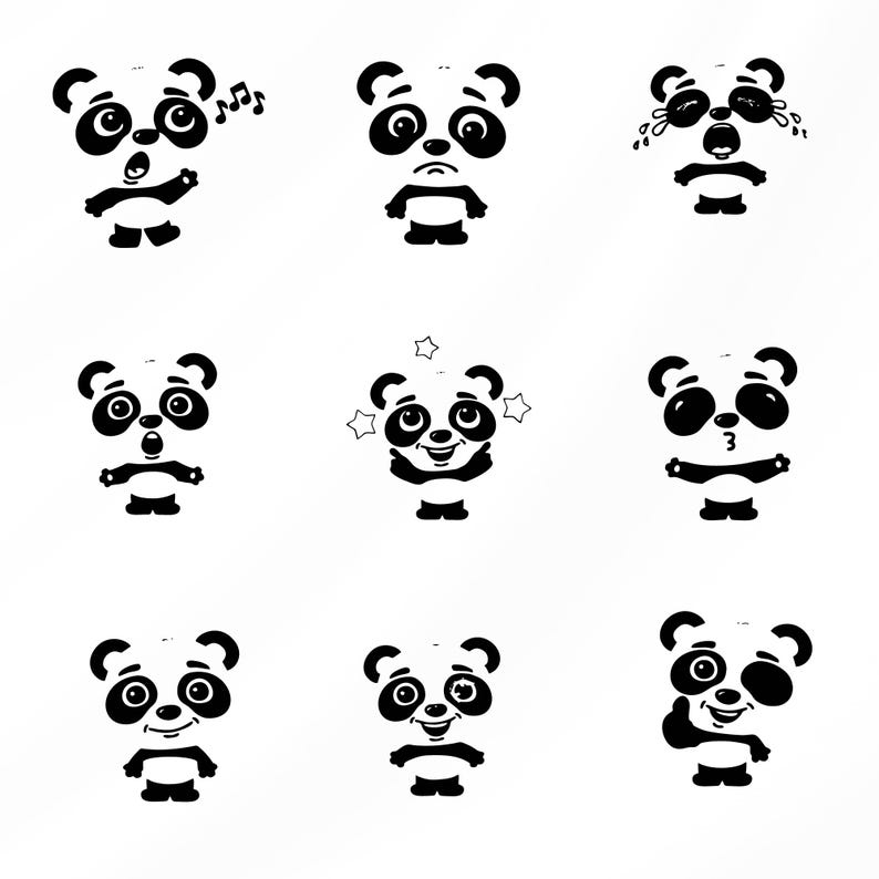 Panda Svg Bundle, Panda Face Clipart for Cricut, Cute Panda Silhouette ...