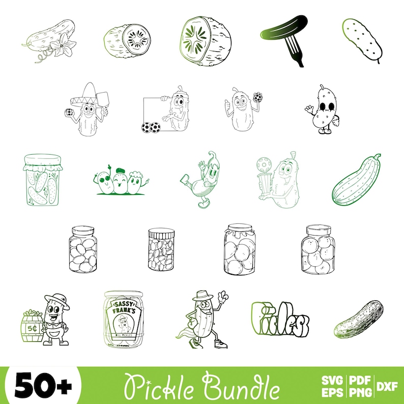 Pickles Svg Bundle, Funny Pickles Clipart for Cricut, Pickle Quotes ...