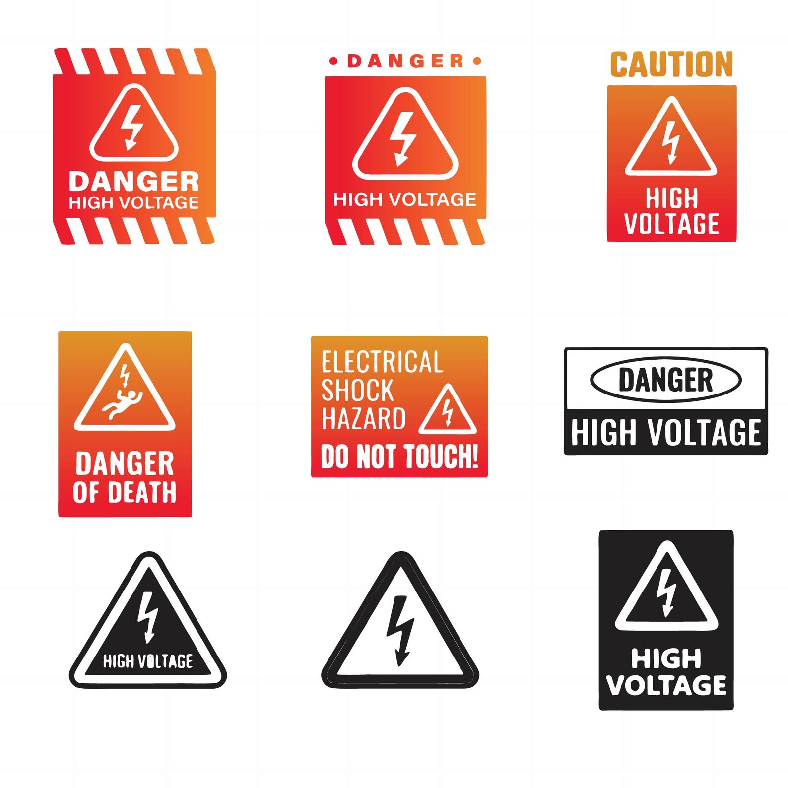Danger Sign Svg Bundle, Warning Sign Clipart for Cricut, Caution Sign ...