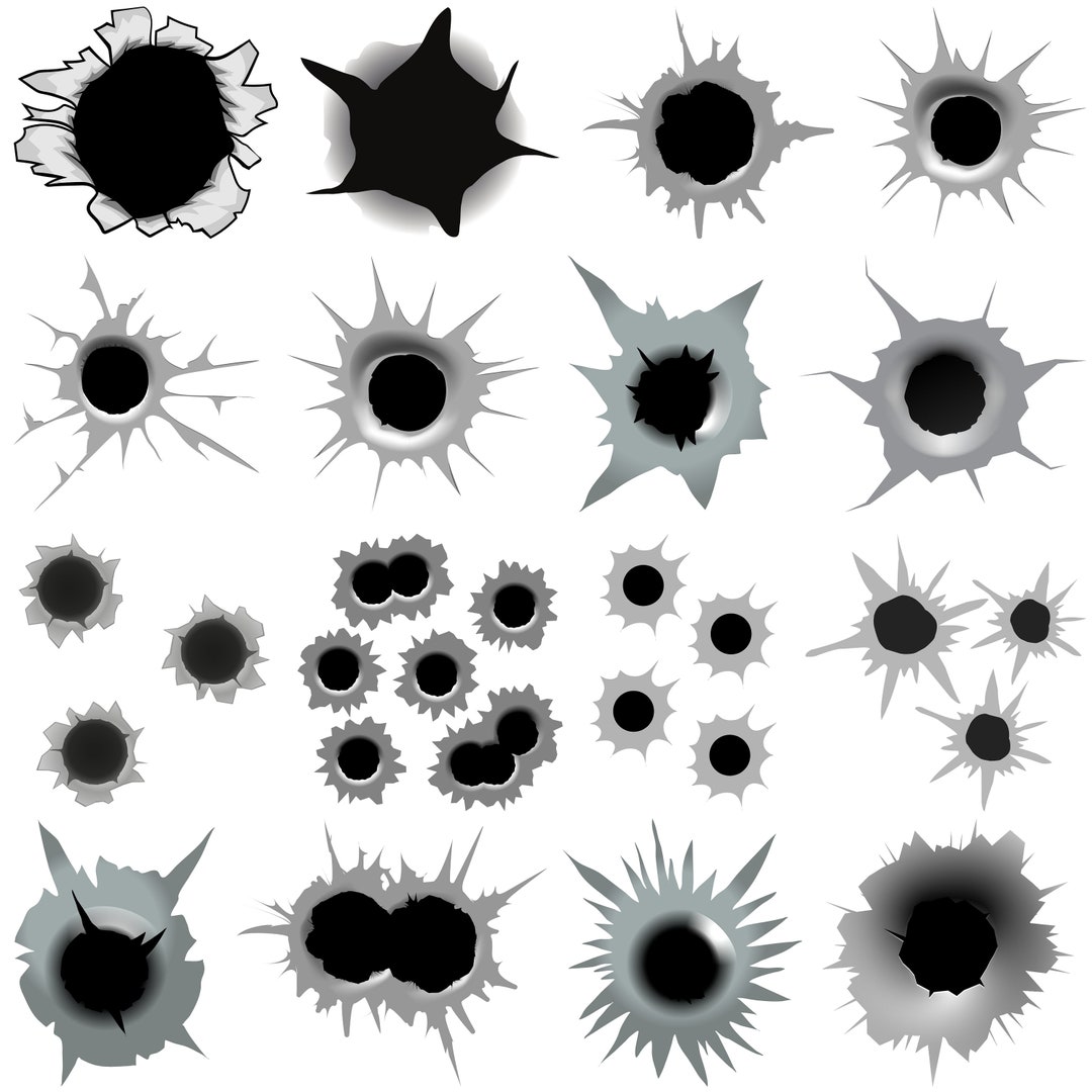 Bullet Hole SVG Bundle, Bullet Hole Vector, Bullet Hole Cut Files ...