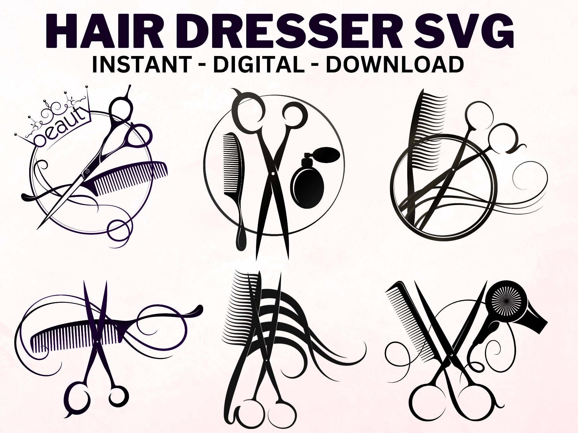 Hairdresser Svg Bundle\ Hairstylist Svg\ Cut Files\ Hairdresser Tools ...