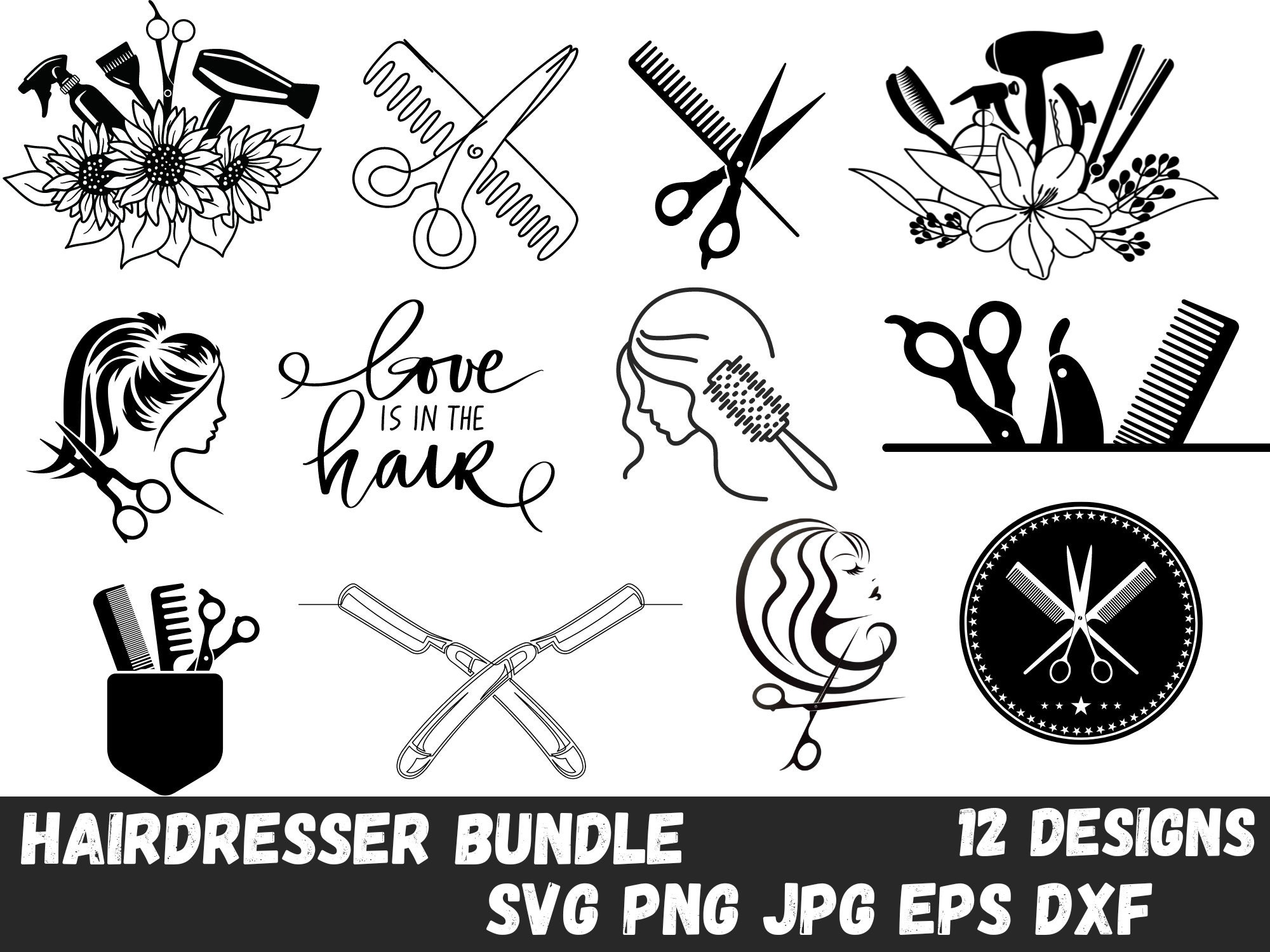 HAIR DRESSER SVG Bundle ,hair Stylist Svg, Hairdresser Svg, Eps, Png ...