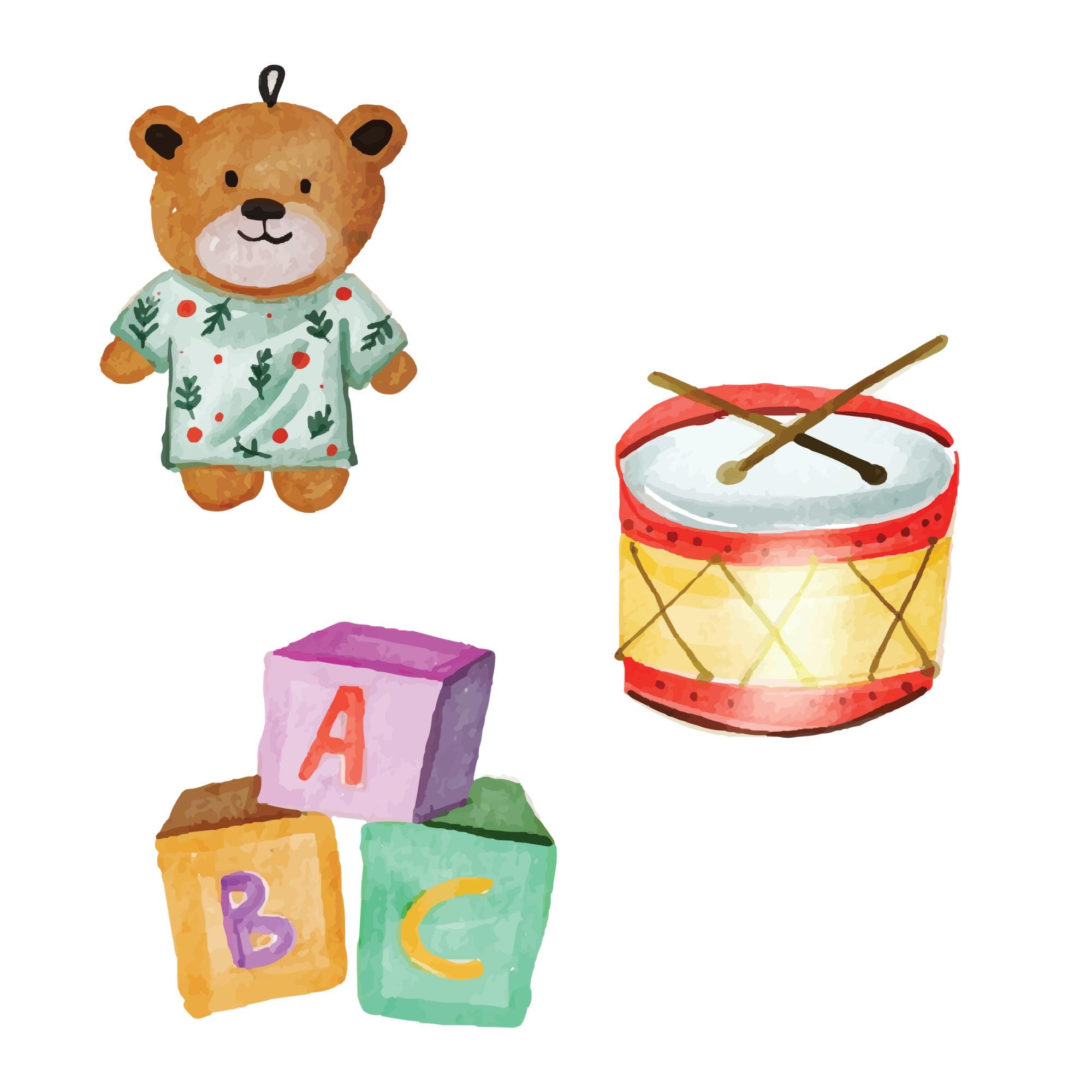 Baby Toys Watercolor Clipart Bundle - Nursery Decor, Baby Wall Art ...