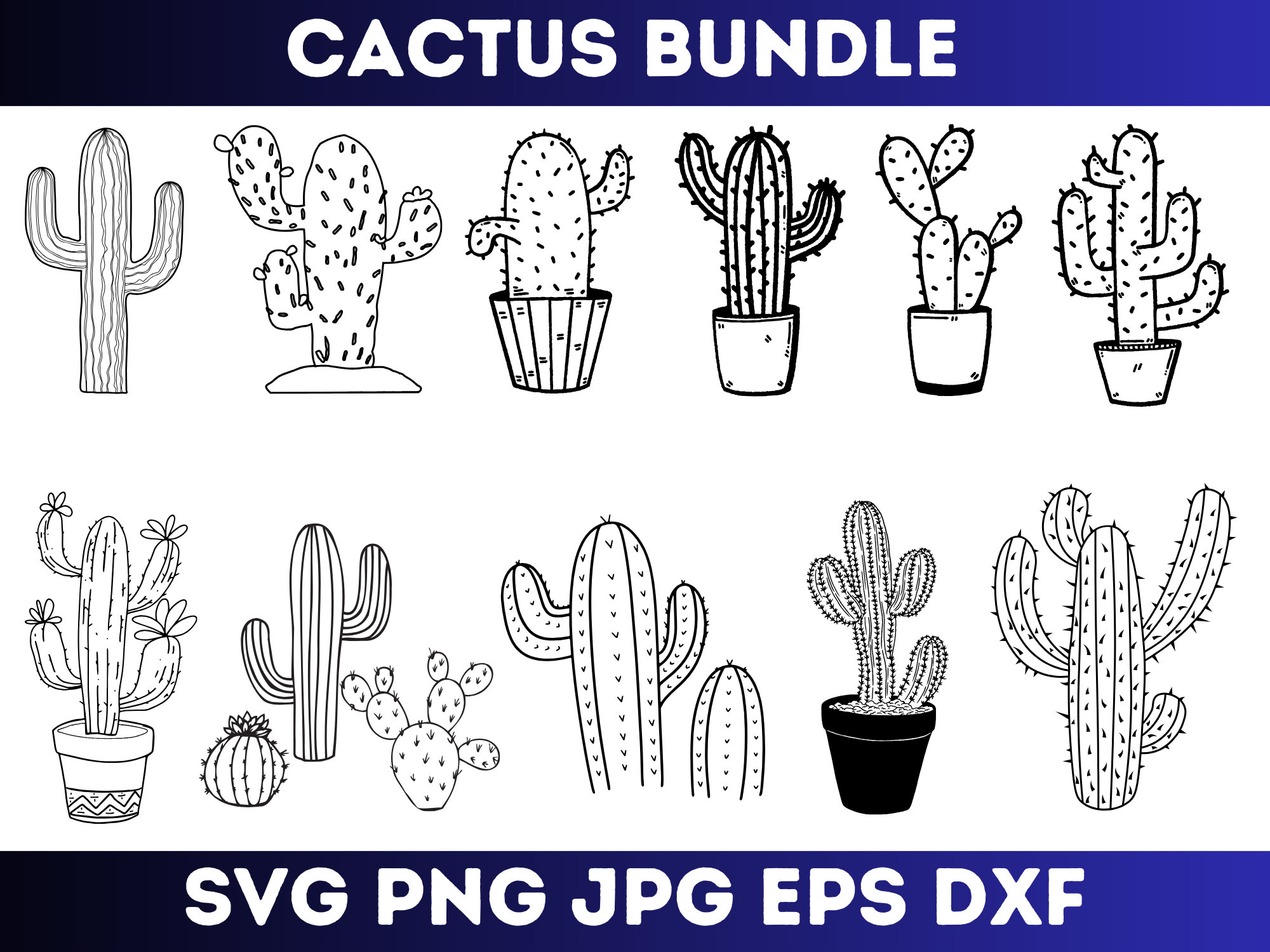 Cactus SVG Bundle Cactus Flower SVG File Succulent Png for Shirts Cacti ...