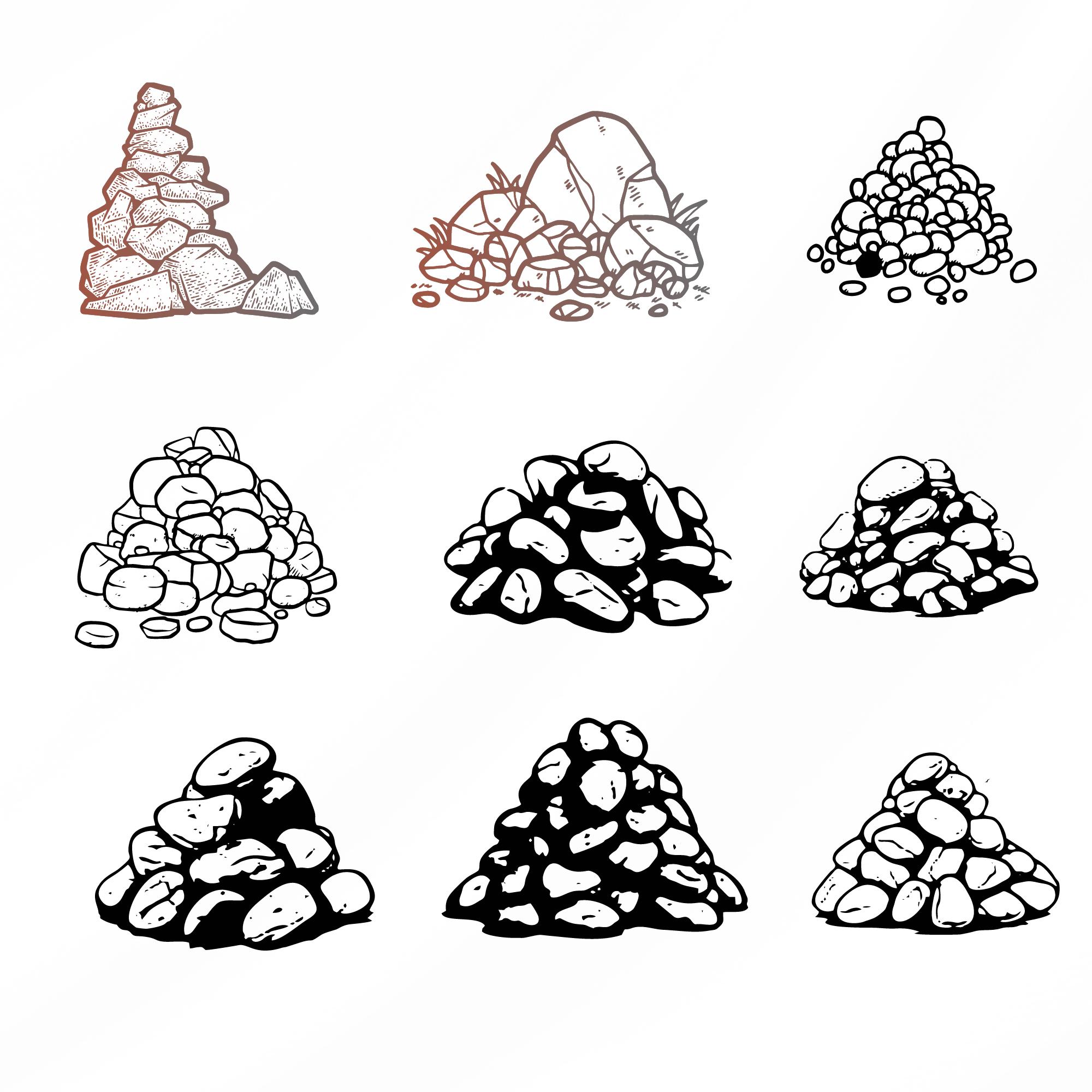 Pile of Rocks Svg Bundle, Pile of Stones Clipart for Cricut, Rock ...
