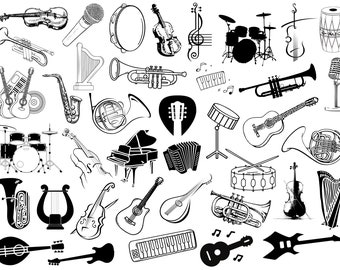 Musical Instrument Svg Bundle, Musical Instruments Clipart, Music ...