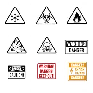 Danger Sign Svg Bundle, Warning Sign Clipart for Cricut, Caution Sign ...