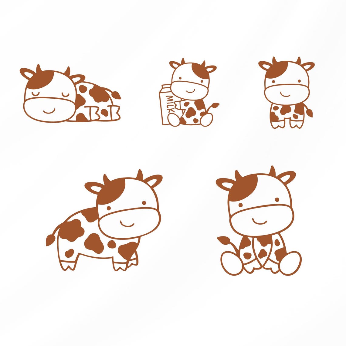 Cow Svg Bundle, Cow Clipart for Cricut, Cow Ghost Silhouette, Baby Cow ...