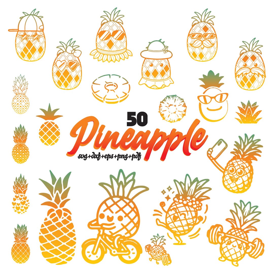 Pineapple Svg Bundle, Pineapple Clipart for Cricut, Fruit Silhouette ...