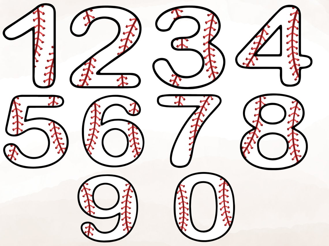 Baseball Numbers, Baseball Svg, Baseball Stitch, Baseball Font Svg ...