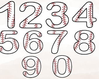 Baseball Numbers, Baseball Png, Baseball Stitch, Baseball Font Png ...