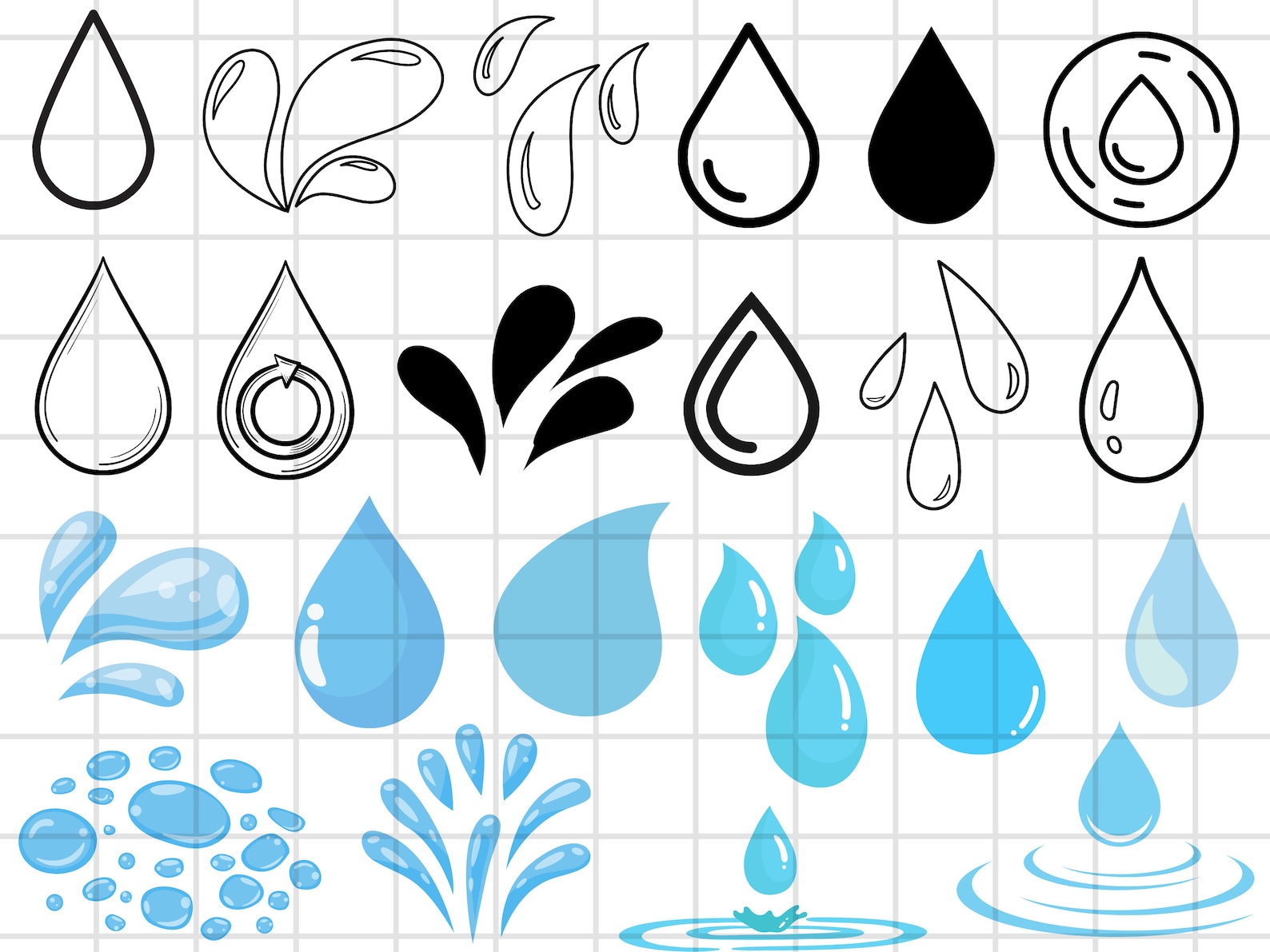 Water Droplet Svg Bundle, Water Drops Svg, Rain Drops Svg, Raining Svg ...