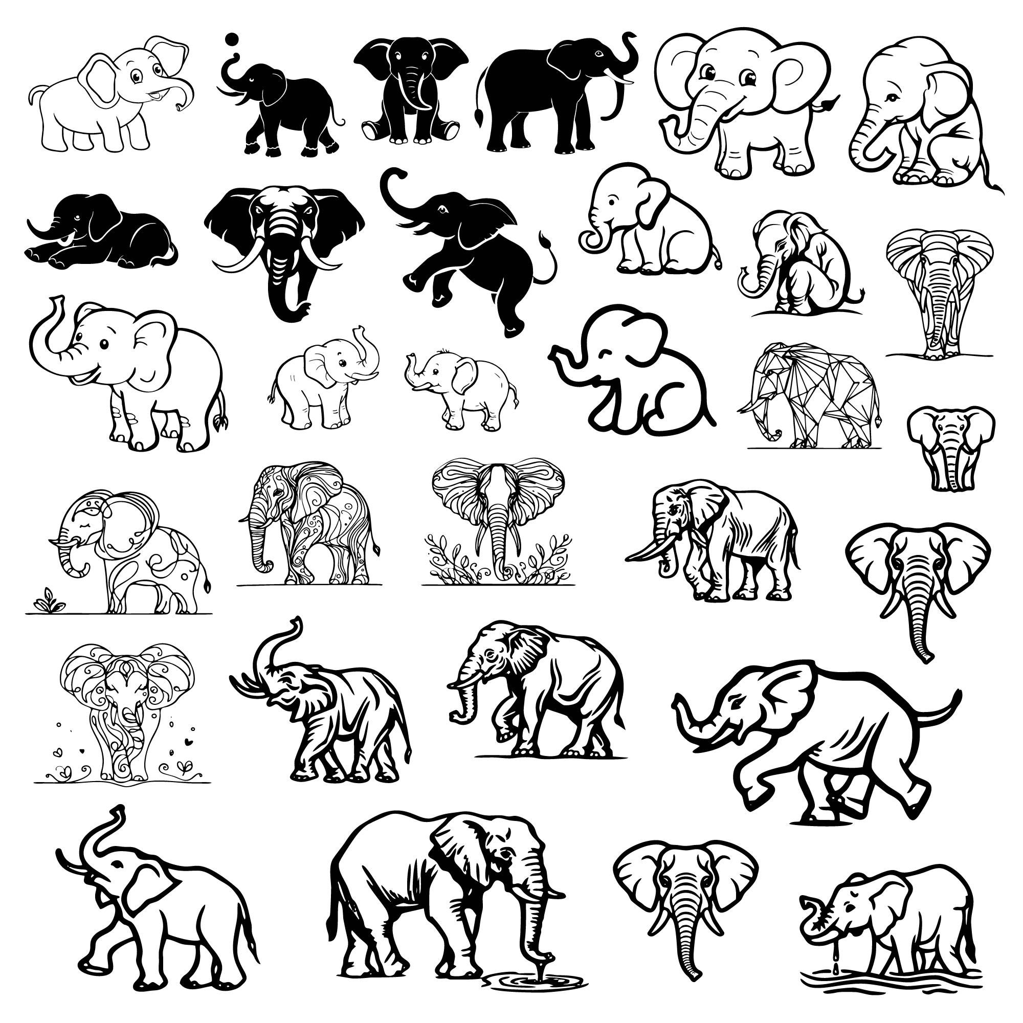 Elephant Svg Bundle, Cute Elephant Clipart for Cricut, Baby Elephant ...