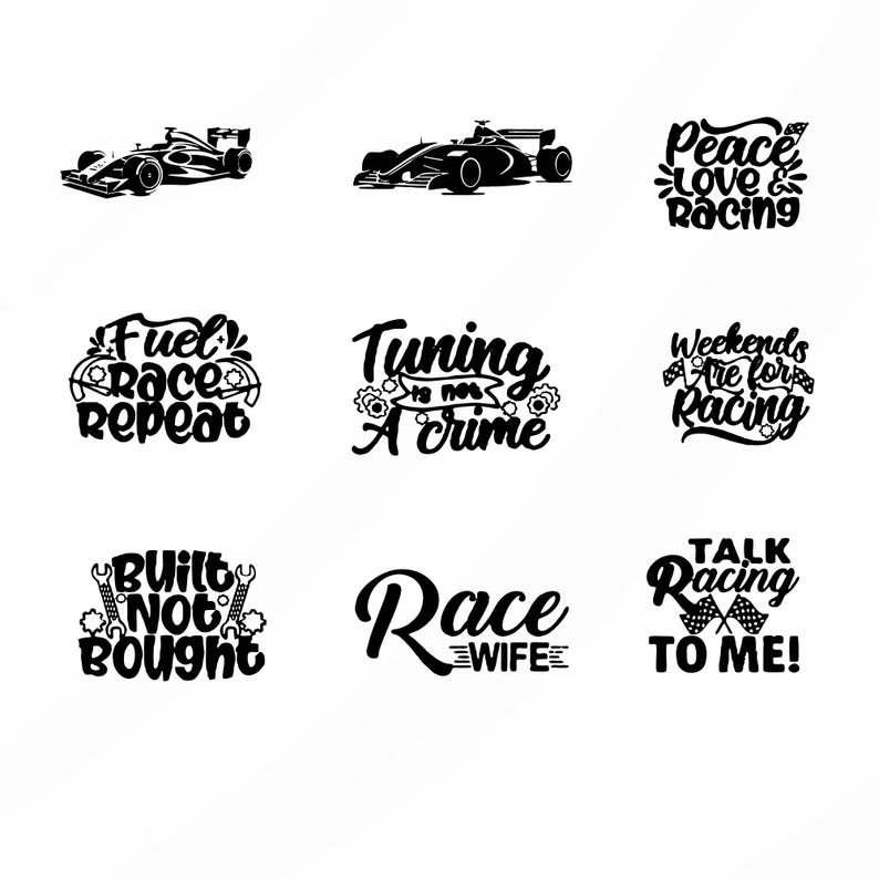 Racing Svg Bundle, Checkered Flag Clipart for Cricut, Racing Silhouette ...