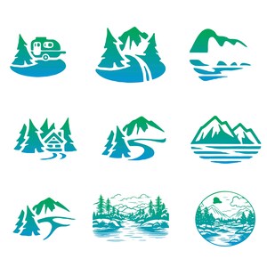 River Scene Svg Bundle, Landscape Clipart for Cricut, River Silhouette ...