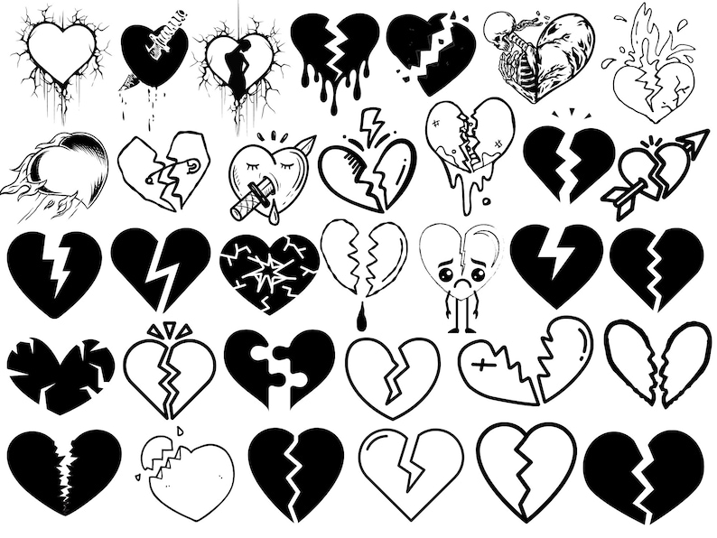 Broken Heart SVG Bundle , Broken Heart Clipart Bundle, Broken Heart ...