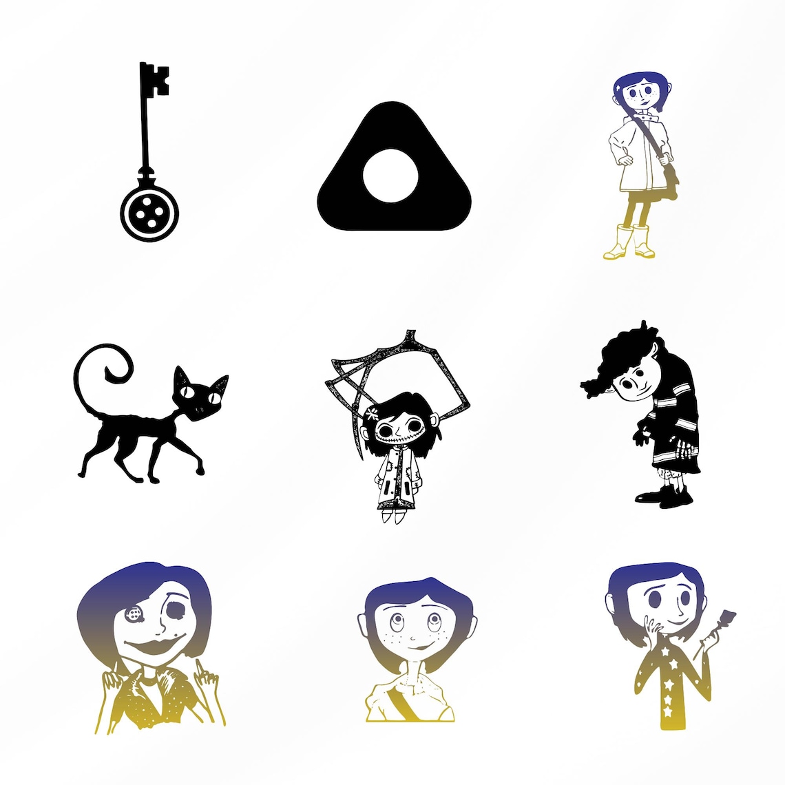 Paquete Svg Coraline, Clipart Coraline para Cricut, Silueta fantasma ...