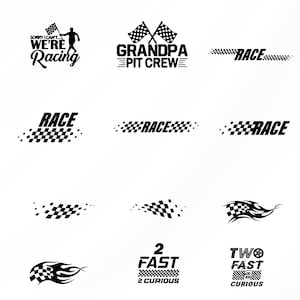 Racing Svg Bundle, Checkered Flag Clipart for Cricut, Racing Silhouette ...