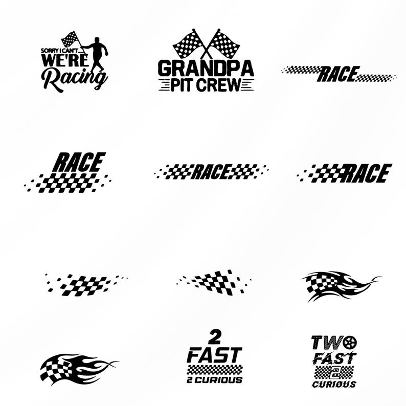 Racing Svg Bundle, Checkered Flag Clipart for Cricut, Racing Silhouette ...