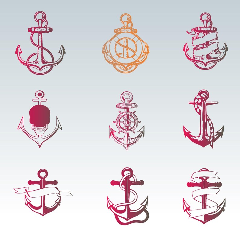Anchor Svg Bundle, Anchor Clipart for Cricut, Split Anchor Rope ...