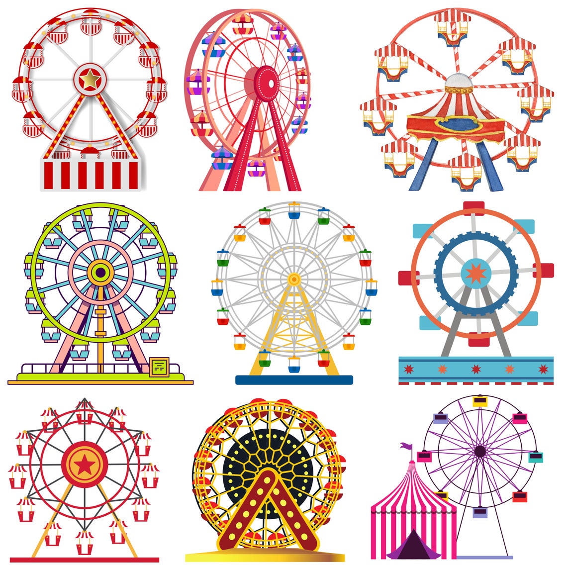 Ferris Wheel SVG Bundle, Ferris Wheel Vector, Ferris Wheel Cut Files ...
