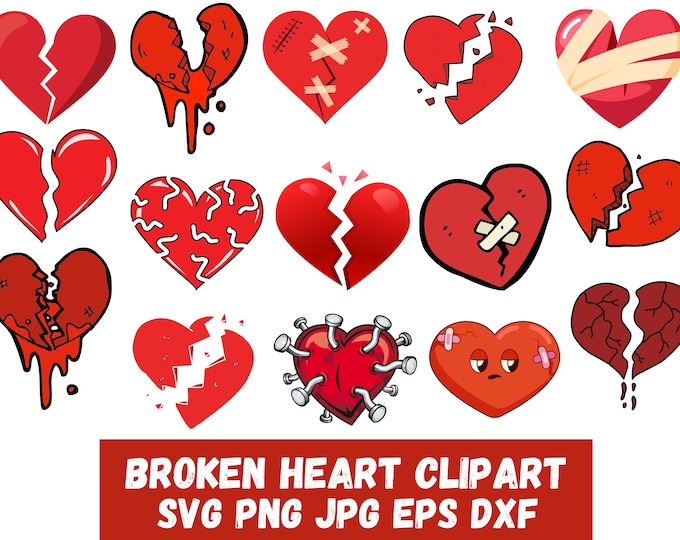 Broken Heart Clipart , Broken Heart Svg , Broken Heart Svg Bundle ...