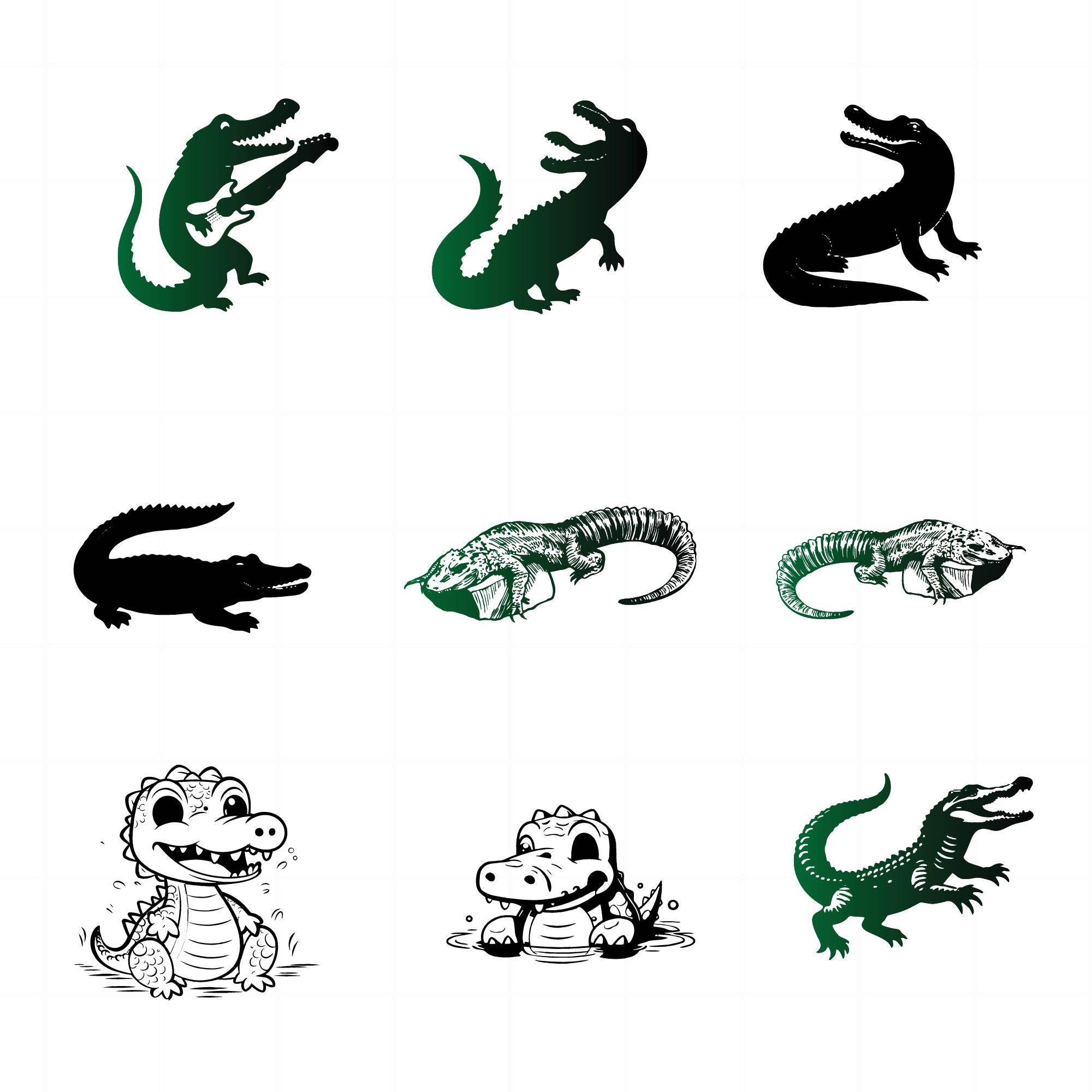 Alligator Svg Bundle, Reptile Clipart for Cricut, Alligator Silhouette ...