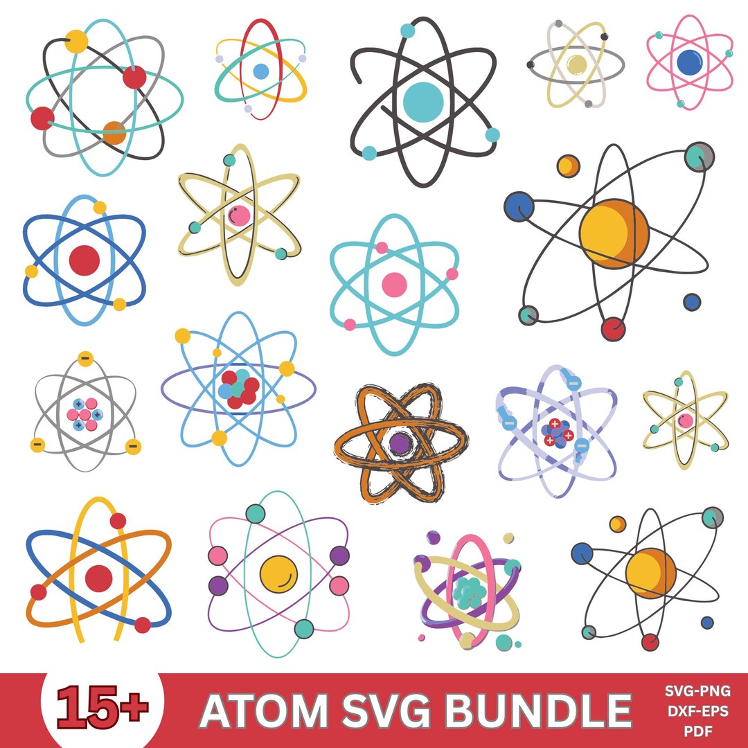 Atom SVG Bundle, Atom PNG Bundle, Atom Clipart, Atom SVG Cut Files for ...
