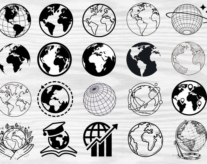 Globus-Svg-Bundle, Globus-Svg, Erde-Svg, Schnee-Globus-Svg, Welt-Svg ...