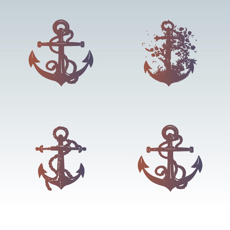 Anchor Svg Bundle, Anchor Clipart for Cricut, Split Anchor Rope ...