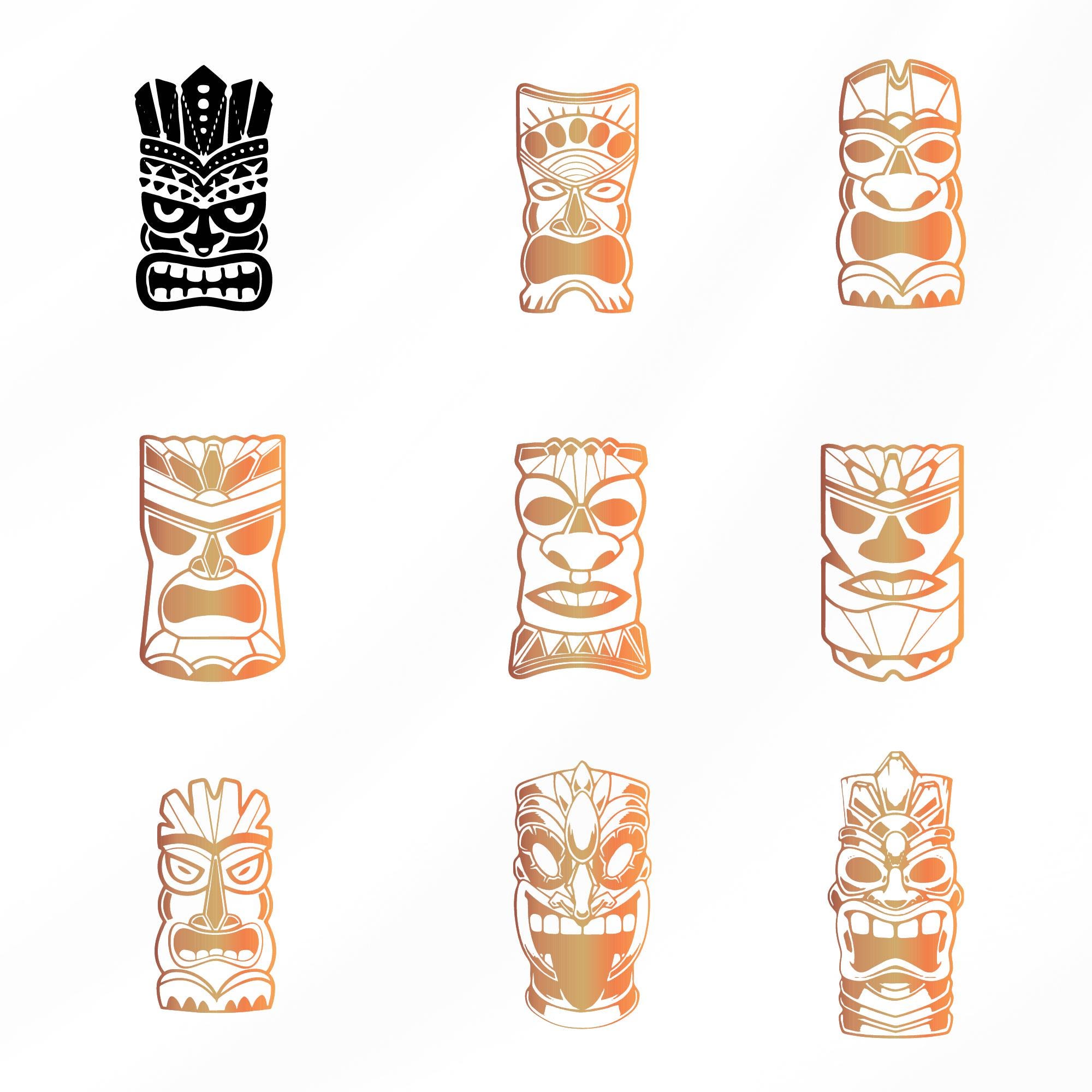 Tiki Svg Bundle, Tiki Clipart for Cricut, Tiki Silhouette, Tiki Vector ...