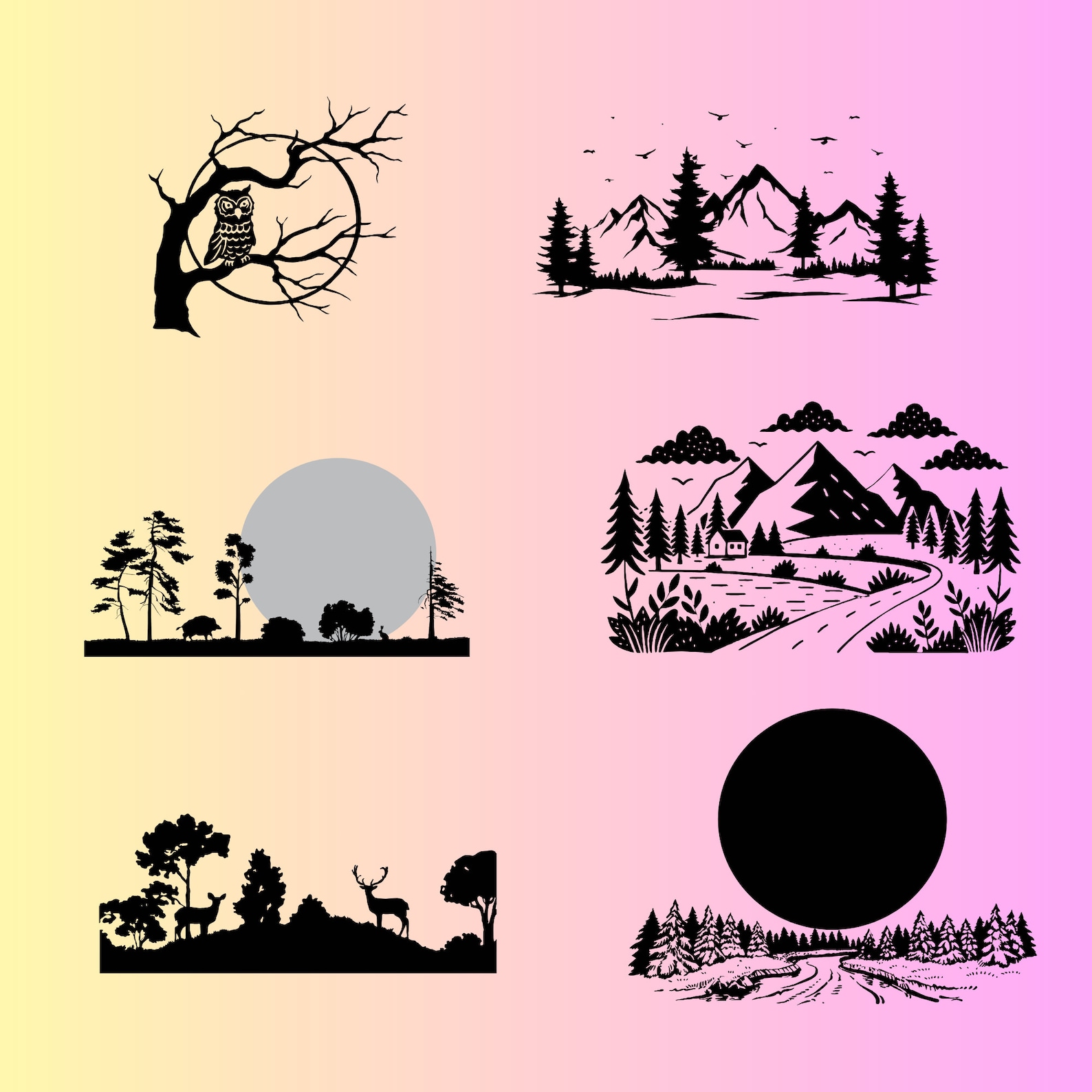 Mountains Svg Bundle, Mountain Clipart for Cricut, Geomatric Mountains ...
