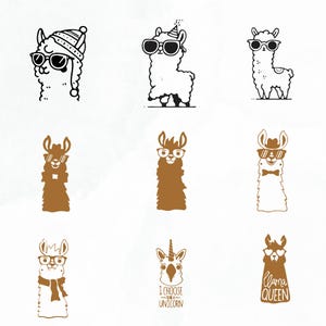 Llama Svg Bundle, Llama Face Clipart for Cricut, Cute Llama Silhouette ...