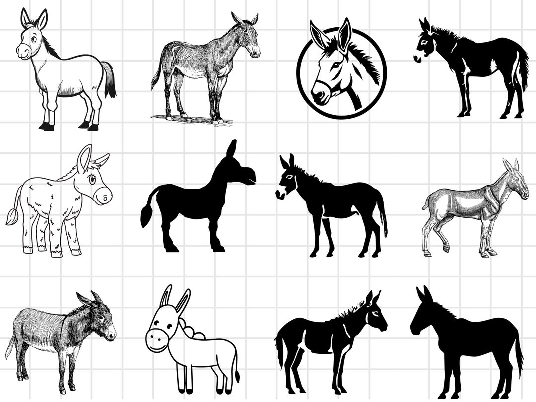 Donkey SVG Bundle , Donkey PNG , Donkey Clipart , Donkey SVG Cut Files ...
