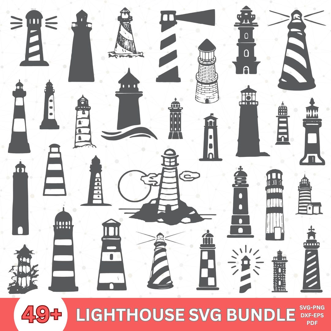 Lighthouse SVG Bundle, Lighthouse Clipart, Lighthouse PNG Bundle ...