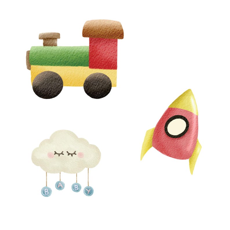 Baby Toys Watercolor Clipart Bundle - Nursery Decor, Baby Wall Art ...