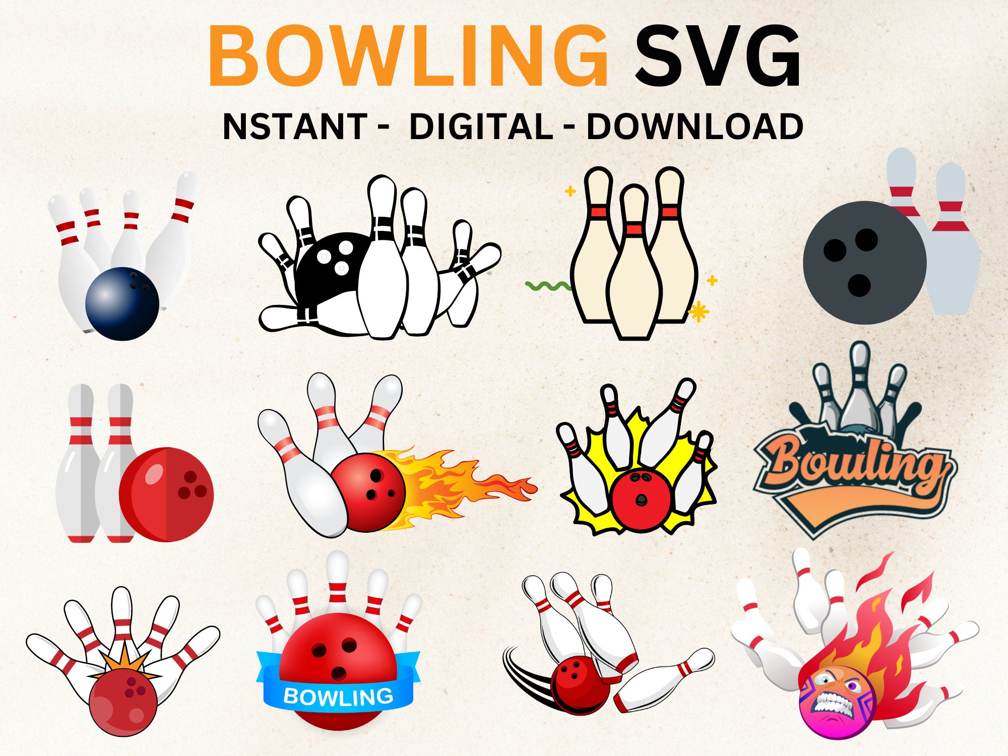 Bowling Team SVG Bundle Monogram Frame Love Bowling Squad Ball and Pins ...