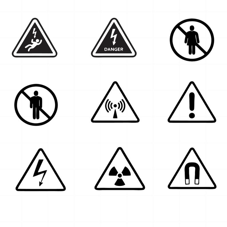 Danger Sign Svg Bundle, Warning Sign Clipart for Cricut, Caution Sign ...