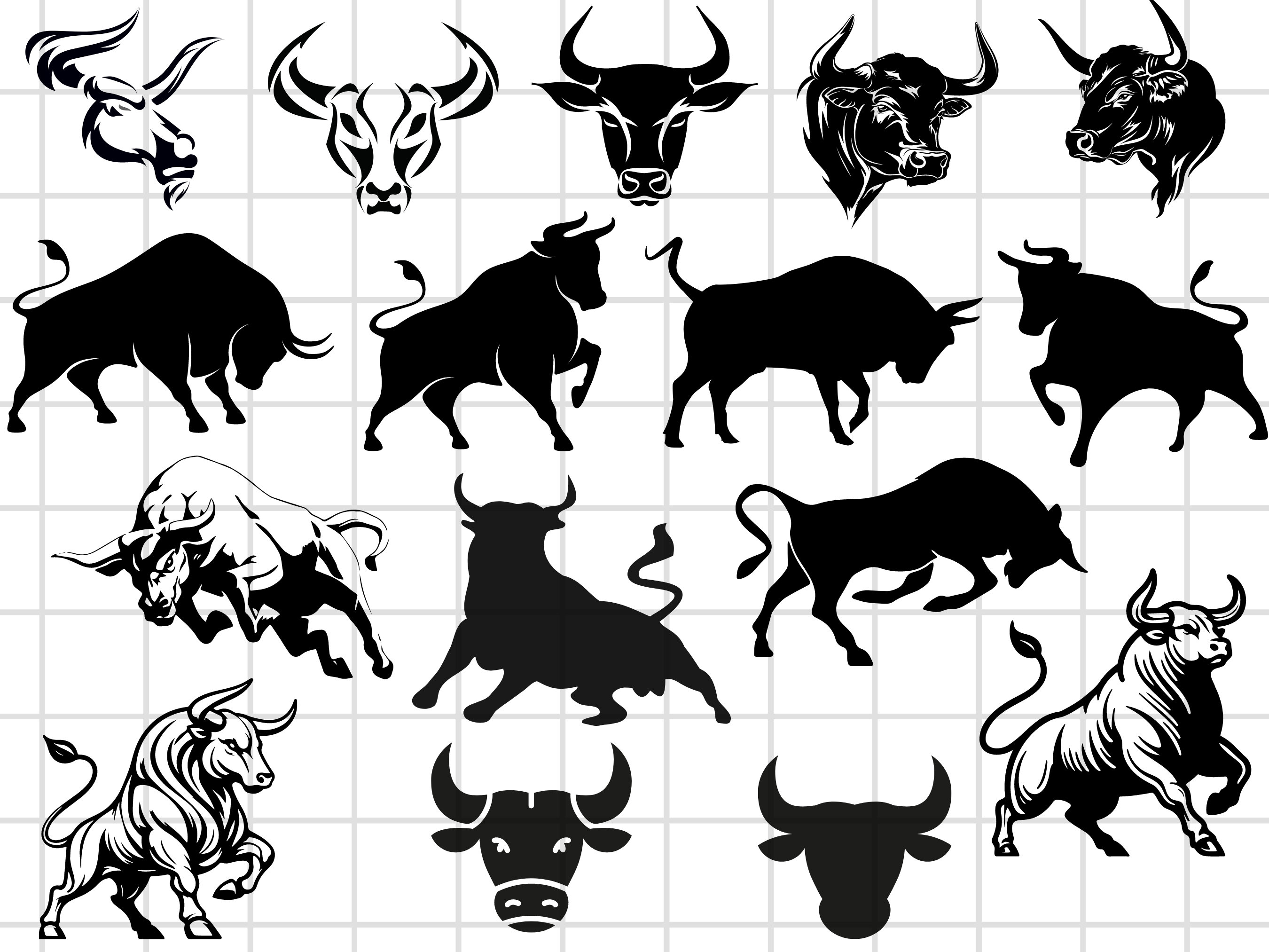 Bull SVG Bundle, Bull Clipart Bundle, Bull Cut Files, Bull Cricut, Bull ...