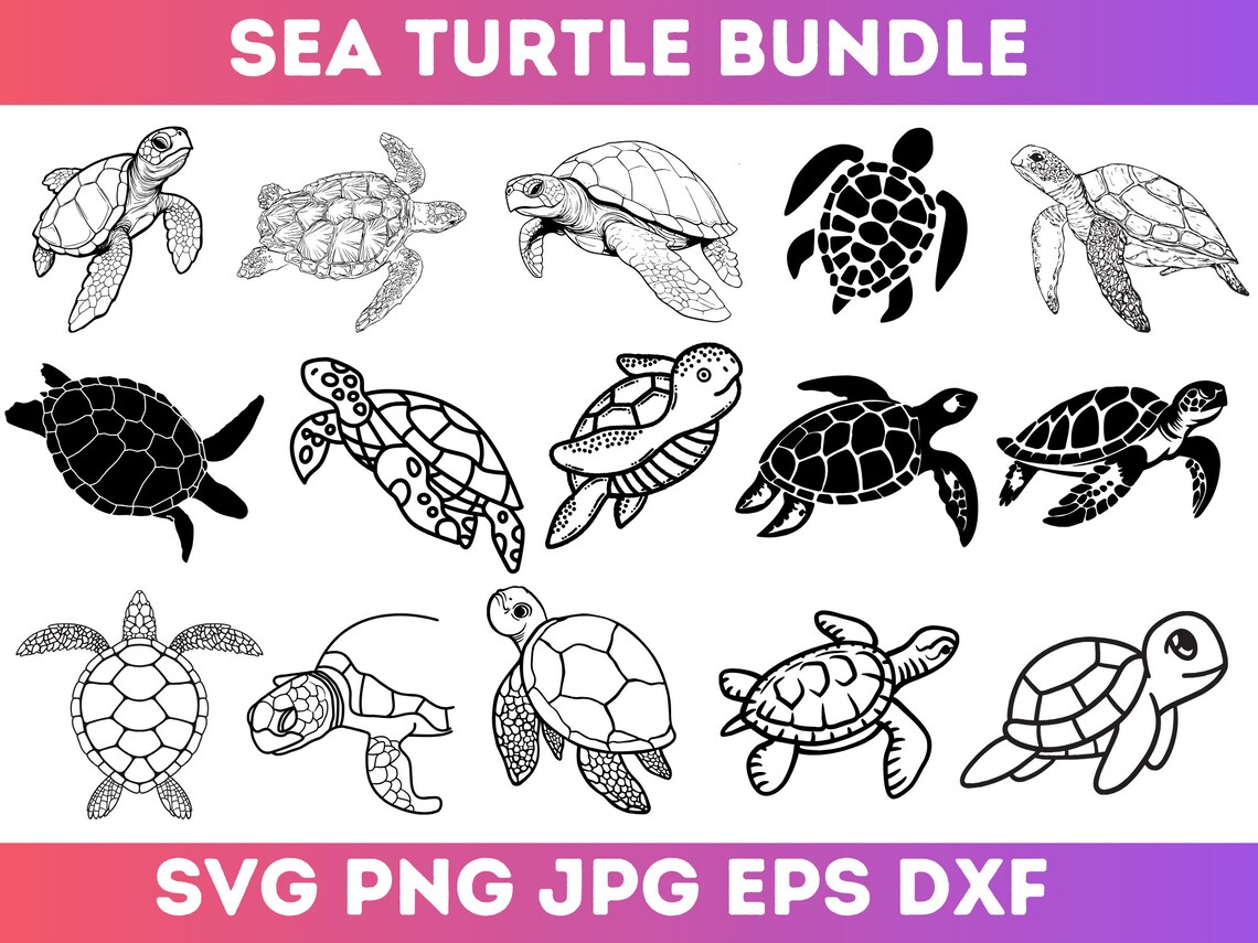 Turtle Svg Bundle, Sea Turtle Svg, Cute Sea Turtle Svg, Baby Turtle Svg ...