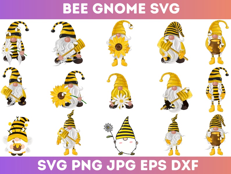 Gnome SVG, Bee Gnome Svg, Bumble Bee SVG Cut Files for Cricut, Honey ...
