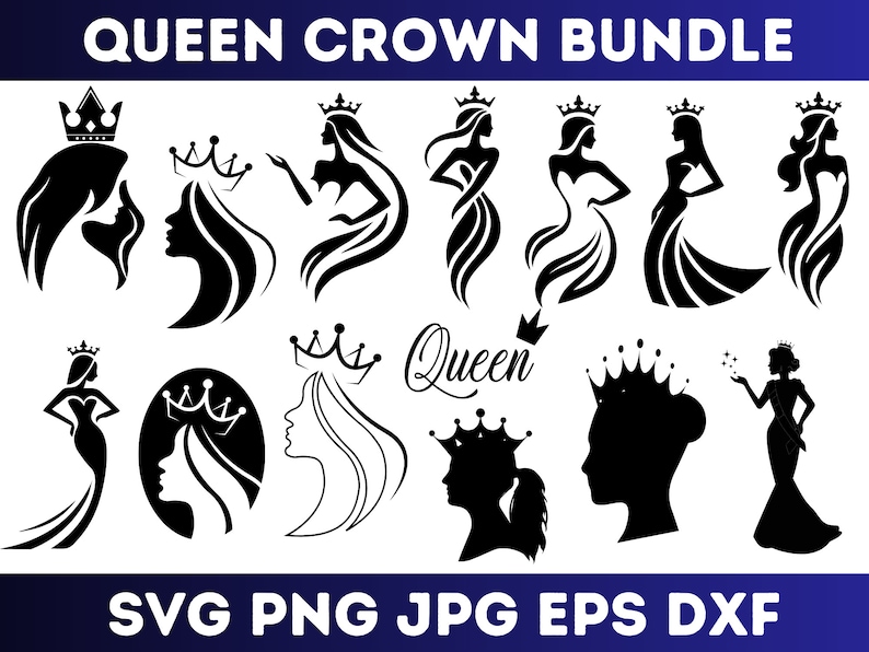 Lady Crown SVG Bundle ,royal Crown SVG, Queen Crown, Princess Crown ...