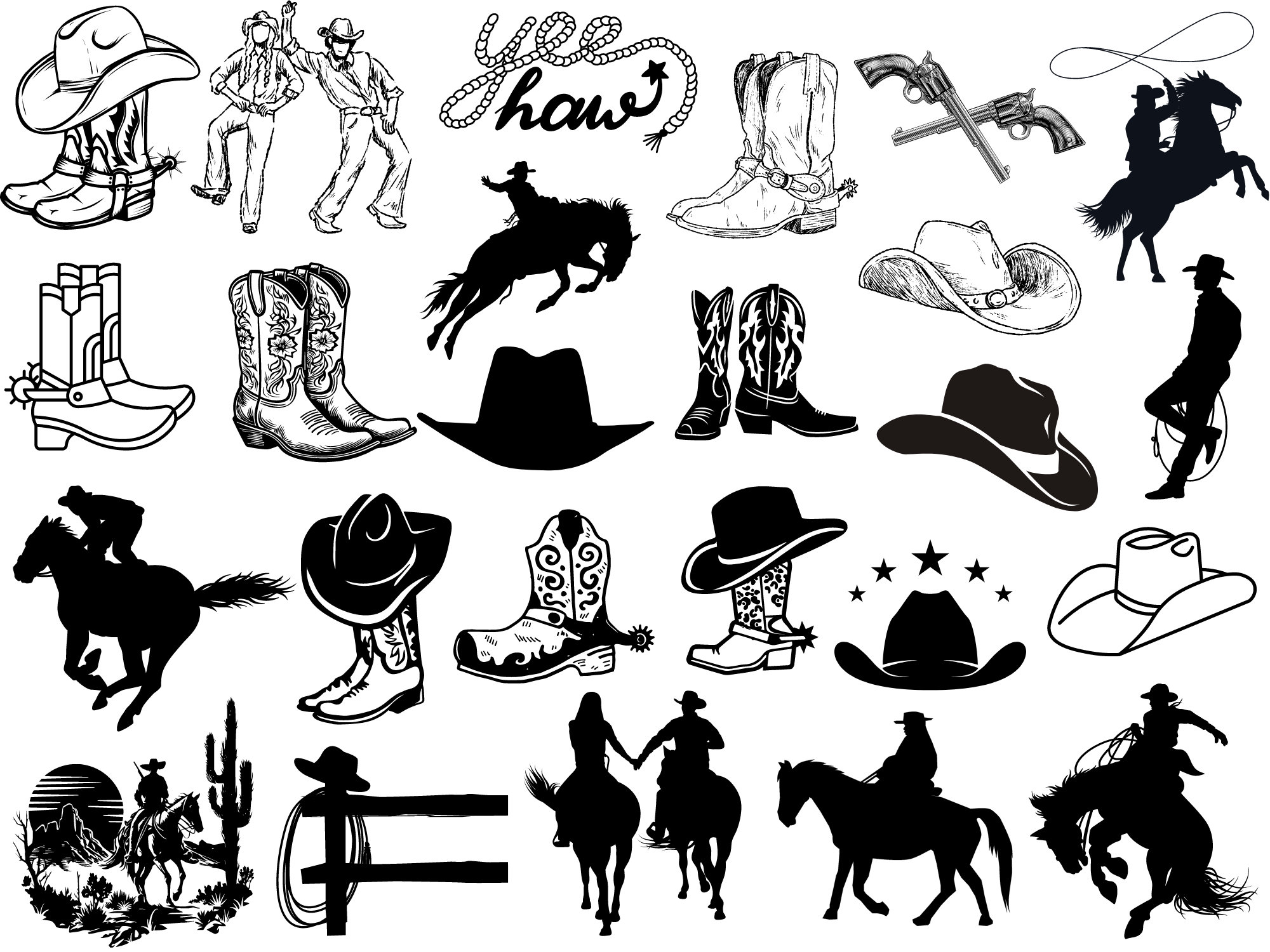 Silueta De Vaquero Rezando Vector Vaquero, Rezando, Silueta Vectores,