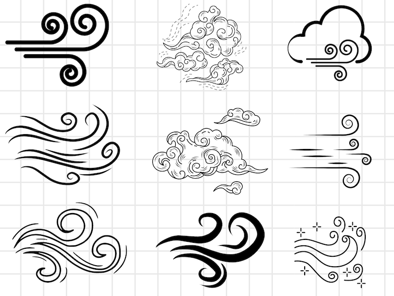 Wind Svg Bundle, Wind Storm Cricut, Wind Silhoulette, Air Flow Vector ...