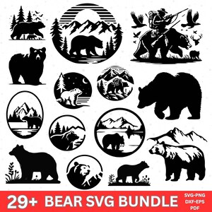 Bear Svg Bundle, Grizzly Bear SVG Bundle, Bear Head Cut Files, Bear and ...
