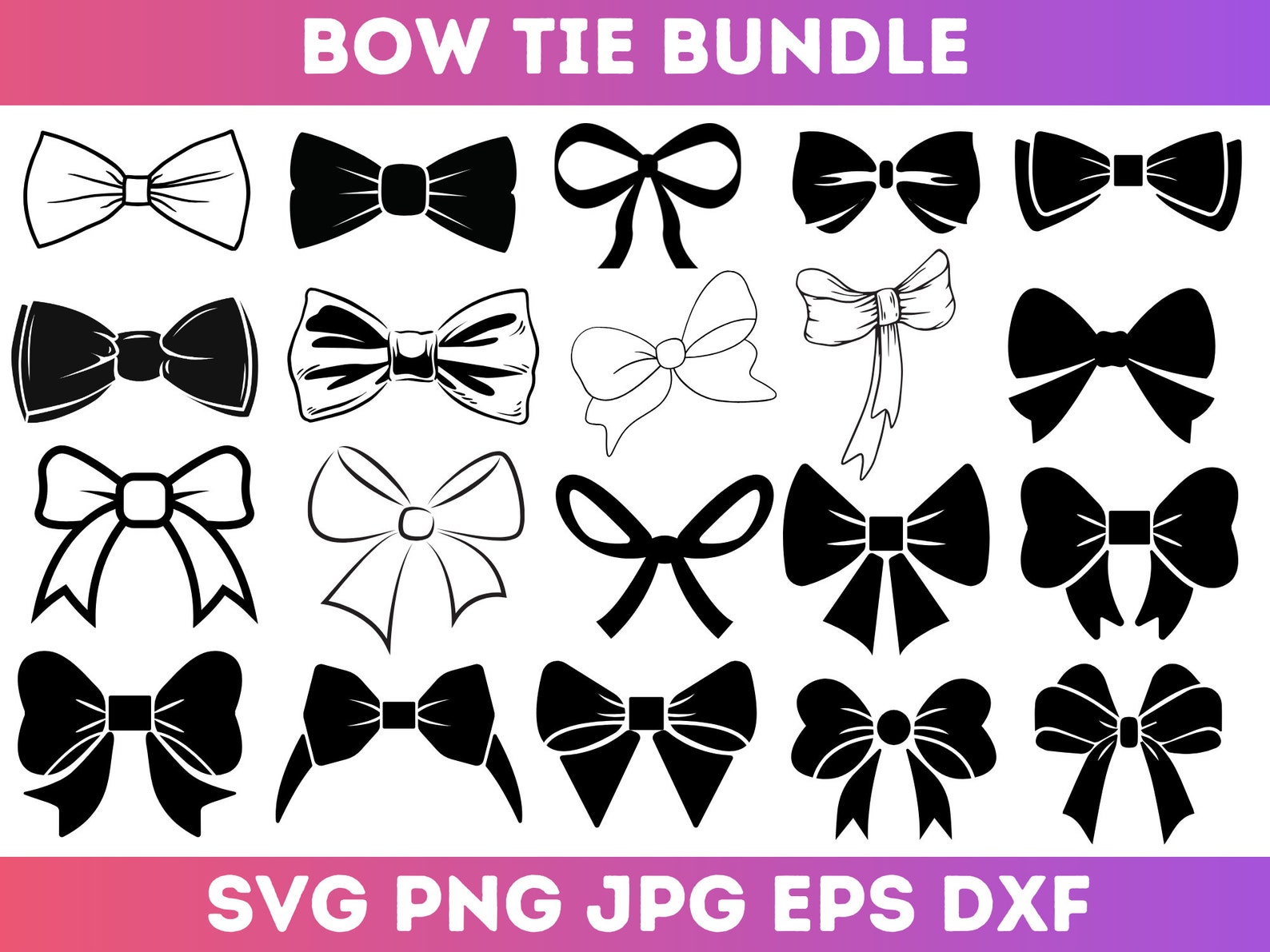 Ribbon Bow SVG Bundle, Ribbon Svg, Bow Svg, Bow Clip Art Png, Bow Tie ...